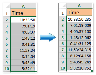 How to show time with milliseconds in Excel?