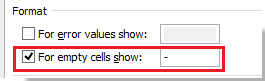 How to show zero in empty cells in pivot table in Excel?