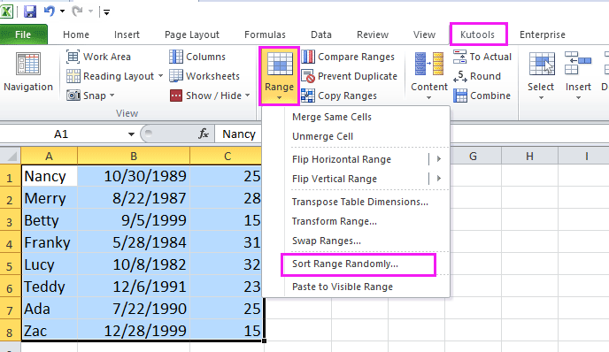 How To Shuffle Rowscolumnsa Range Of Cells In Excel