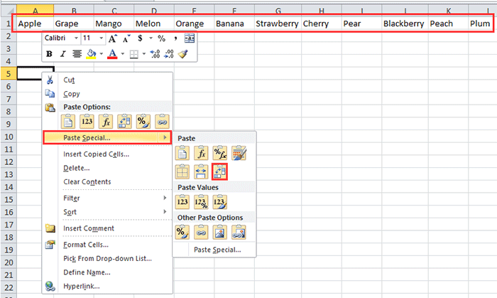 How To Convert A Single Row To Multiple Columns And Rows In Excel 