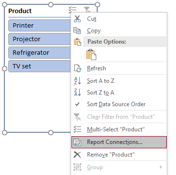 How to connect a single slicer to multiple pivot tables in Excel?