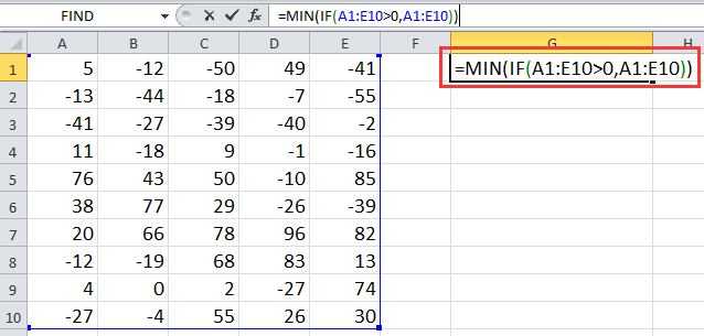 How to find smallest positive value (greater than 0) in Excel?