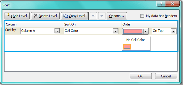 How to sort rows to put the blank cells on top in Excel?