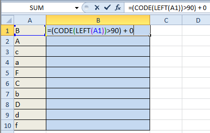 How to sort data by case sensitive in Excel?