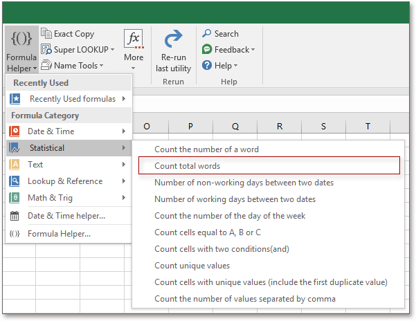 How to sort list of cells by word count in Excel?