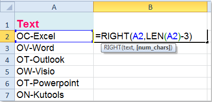 How to sort data ignoring the first character in Excel?
