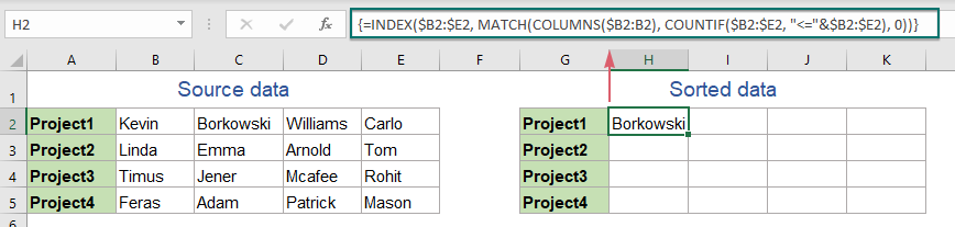 Excel sort: sort data by text, date, number or color
