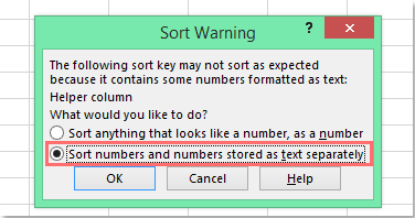How to sort decimal numbers in a column?