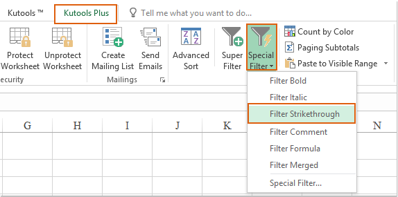 How to sort or filter data by strikethrough in Excel?