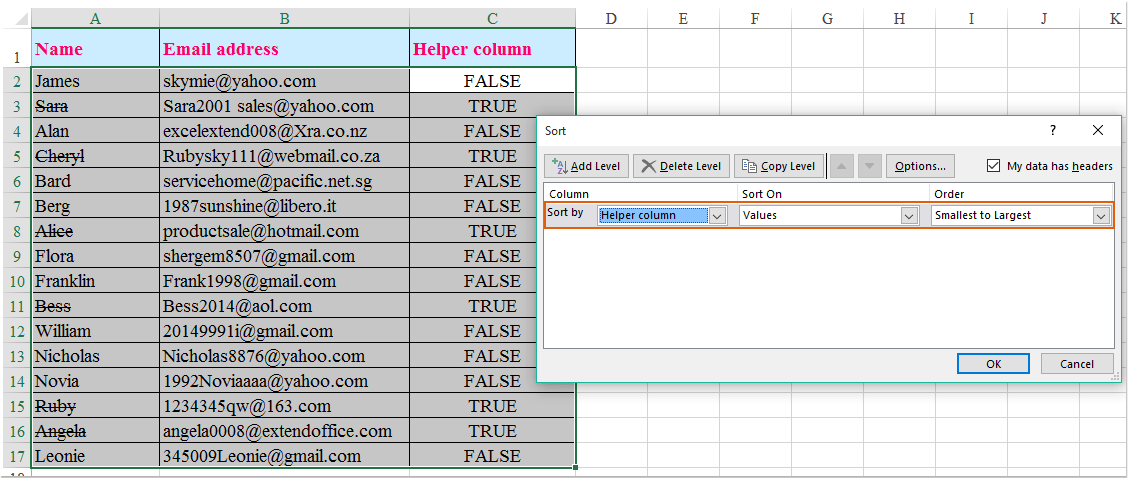 How To Sort Or Filter Data By Strikethrough In Excel