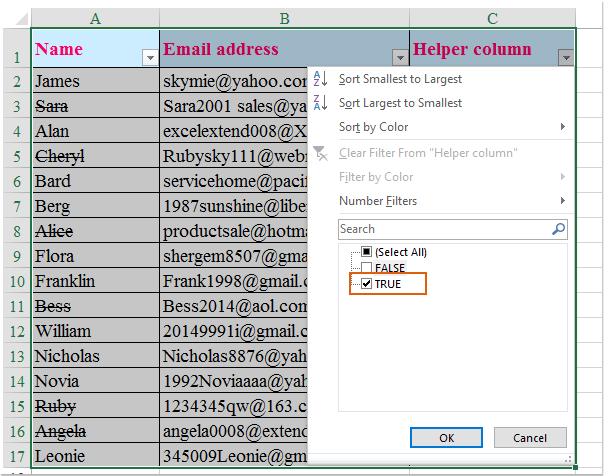 How To Sort Or Filter Data By Strikethrough In Excel