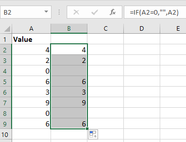How to sort values ignore zeros in Excel?