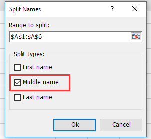 How to sort names by middle name in Excel?