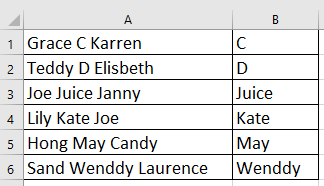 How to sort names by middle name in Excel?