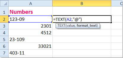 How to sort numbers with hyphens in Excel?