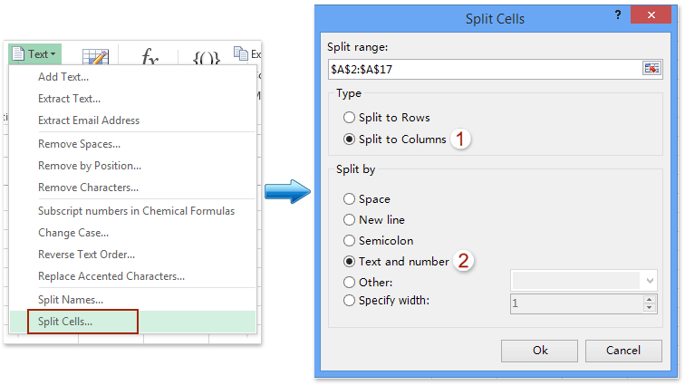 Excel에서 텍스트 문자 접두사 또는 접미사로 숫자를 정렬하는 방법은 무엇입니까