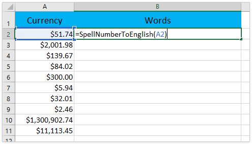 How to spell out or convert numbers to English words in Excel?
