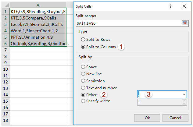 How to split at any number in Excel?