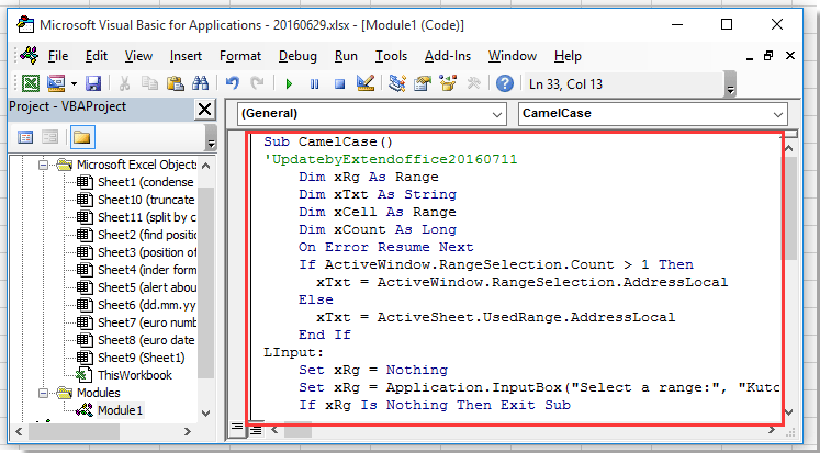 How to quickly split text string by case in Excel?