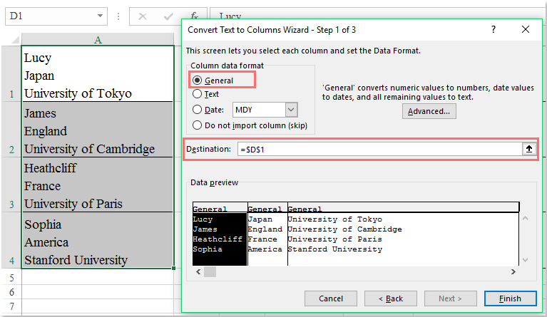 How to split cells into multiple columns or rows by carriage return?