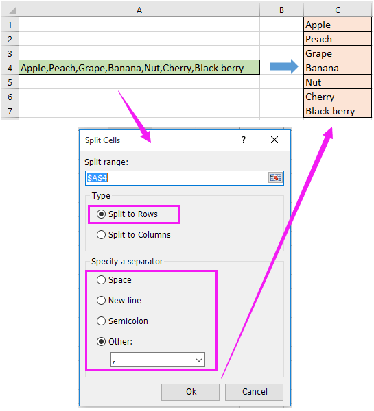 How to stop splitting text to columns when paste data in Excel?