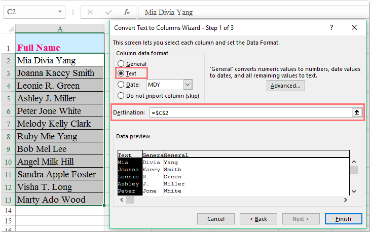 How To Split Full Name To First And Last Name In Excel 