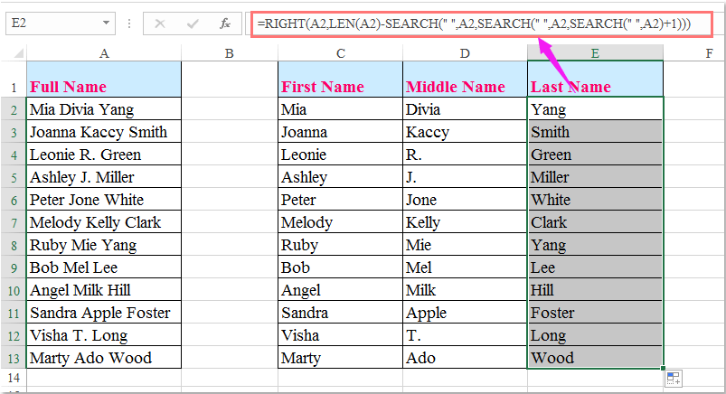 How To Split First Last Names In Excel Includes Formulas Mobile Legends