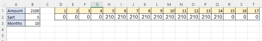 How to split the total payment across months in Excel?