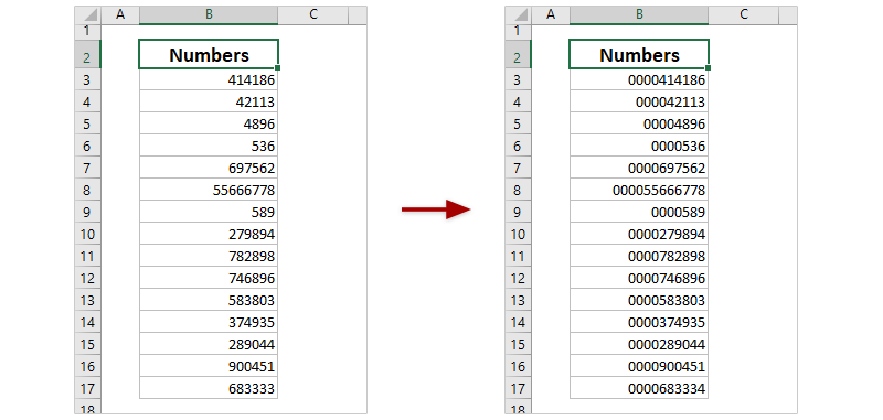 How to start numbers with 0 (zero) in Excel?