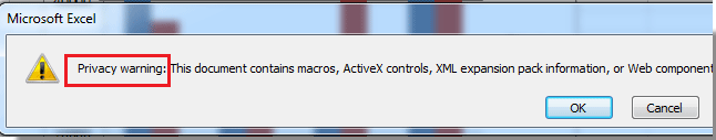 How to stop privacy warning on save in Excel?
