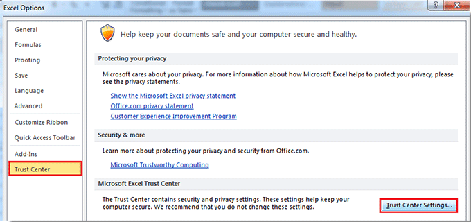 How to stop privacy warning on save in Excel?