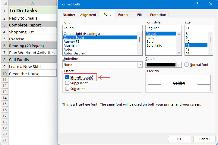 Strikethrough text in Excel (Basic usages and examples)