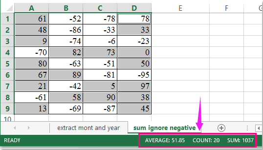 How To Sum Average Ignore Negative Values In Excel 