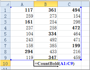 How to sum / count bold numbers in a range of cells in Excel?