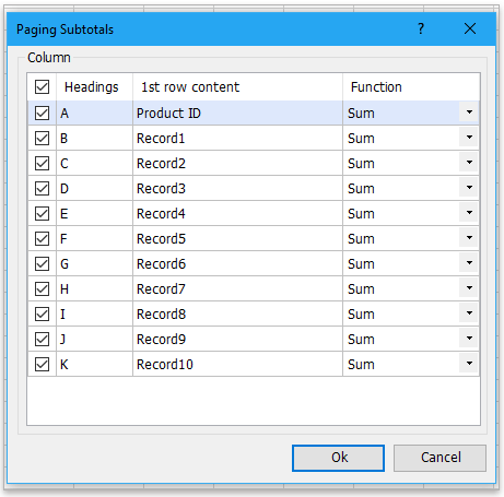 Sum or calculate all rows above in every column in Excel