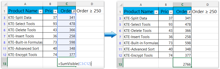 How To Sum Only Filtered Or Visible Cells In Excel 
