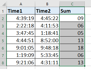 How to sum time and format as hours, minutes or seconds in Excel?