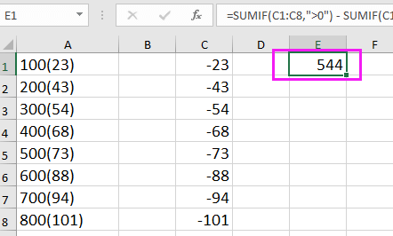How to sum numbers in brackets only in Excel?