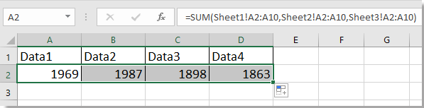 How to sum values in same column across multiple sheets?