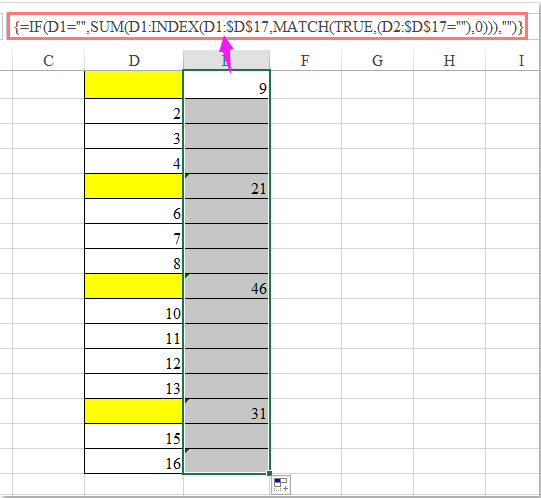 How To Sum Cell Values In A Column Until Blank Cell Reached 0018