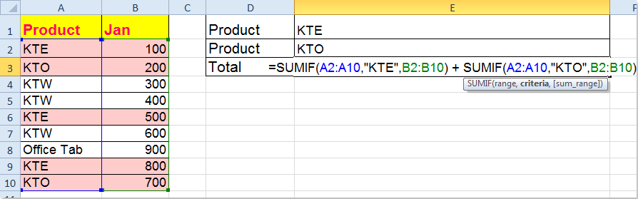 How To Sumif With Multiple Criteria In One Column 