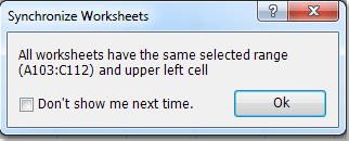 How to synchronize all worksheets of the workbook with same range ...