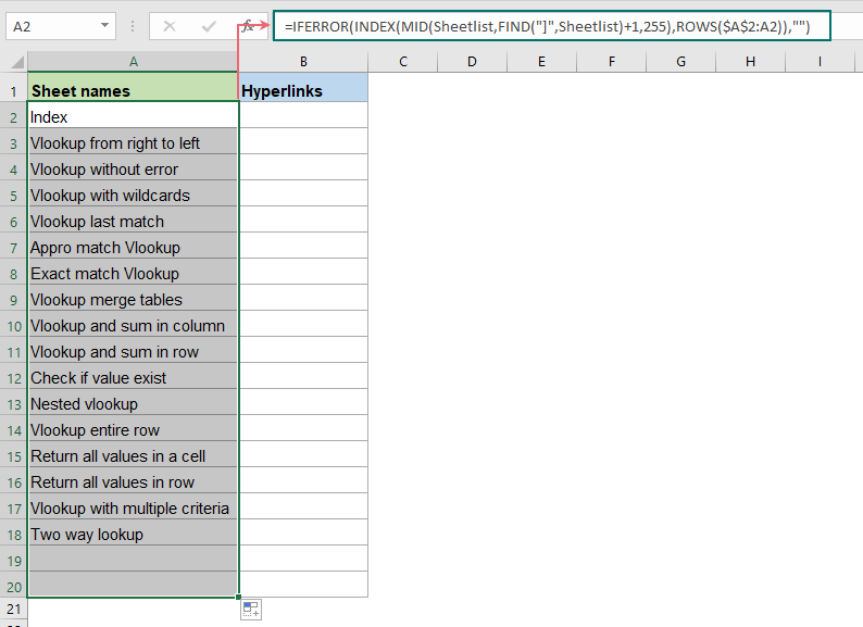 How to create table of contents for all sheets and updates automatically?