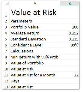 How to create Value at Risk template in Excel?