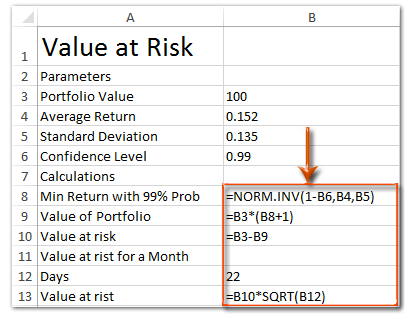 How to create Value at Risk template in Excel?