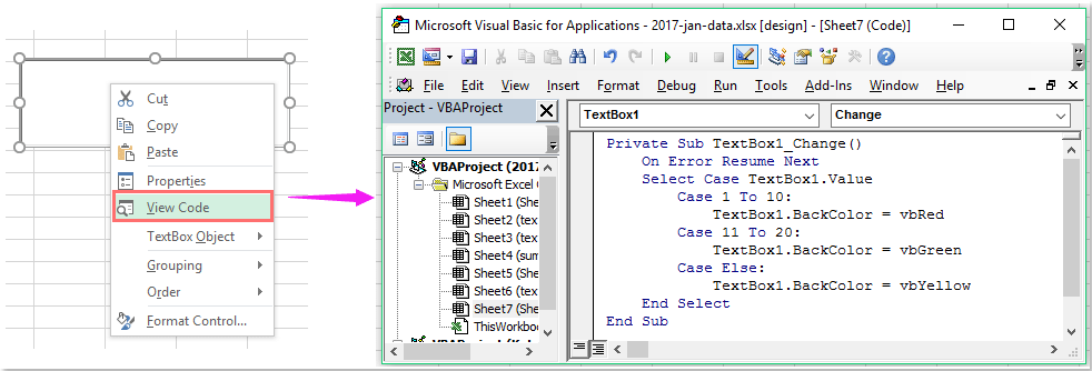 How To Change Textbox Color Based On Value In Excel 