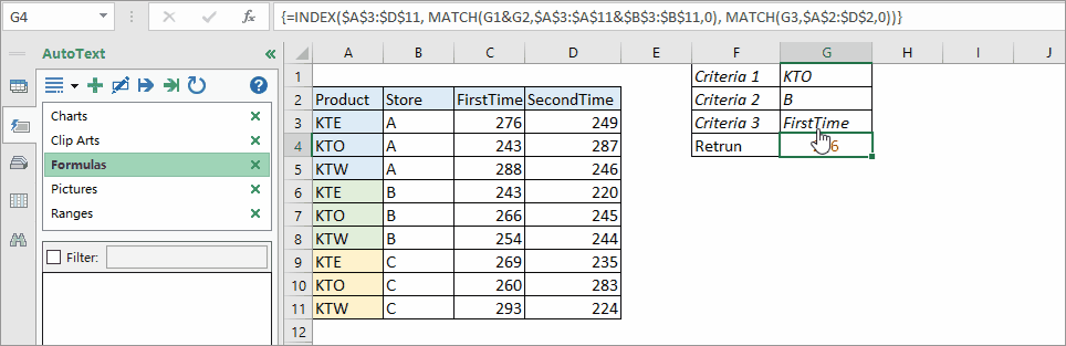 How to do three-way lookup in Excel?