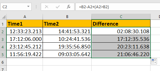 How To Calculate Time Difference With Milliseconds In Excel 
