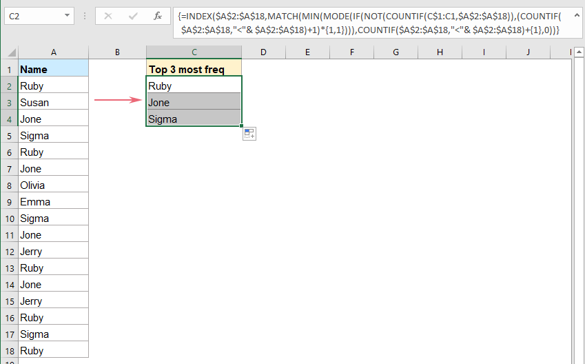 How To Find The Top 5 Or N Most Frequent Text Or Numbers In Excel how-to-find-the-top-5-or-n-most-frequent-text-or-numbers-in-excel