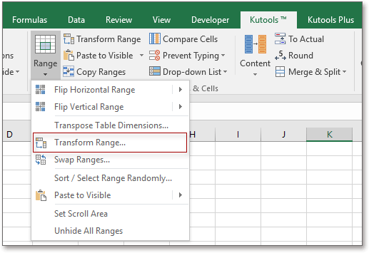 How to quickly transpose address list from rows to columns in Excel?